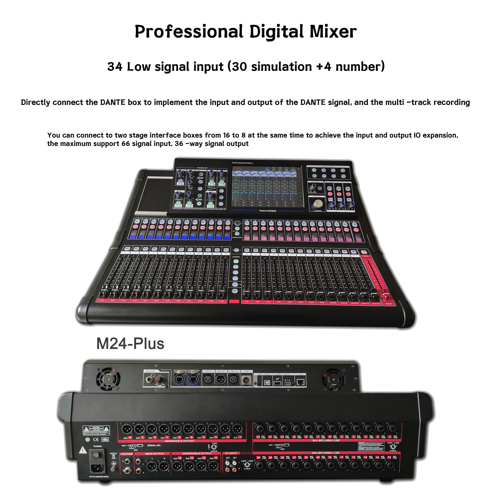 M24-Plus-Professional-Digital-Mixing-34-Channel-Audio-Mixer-Multi-track-Recording-DJ-Console ...