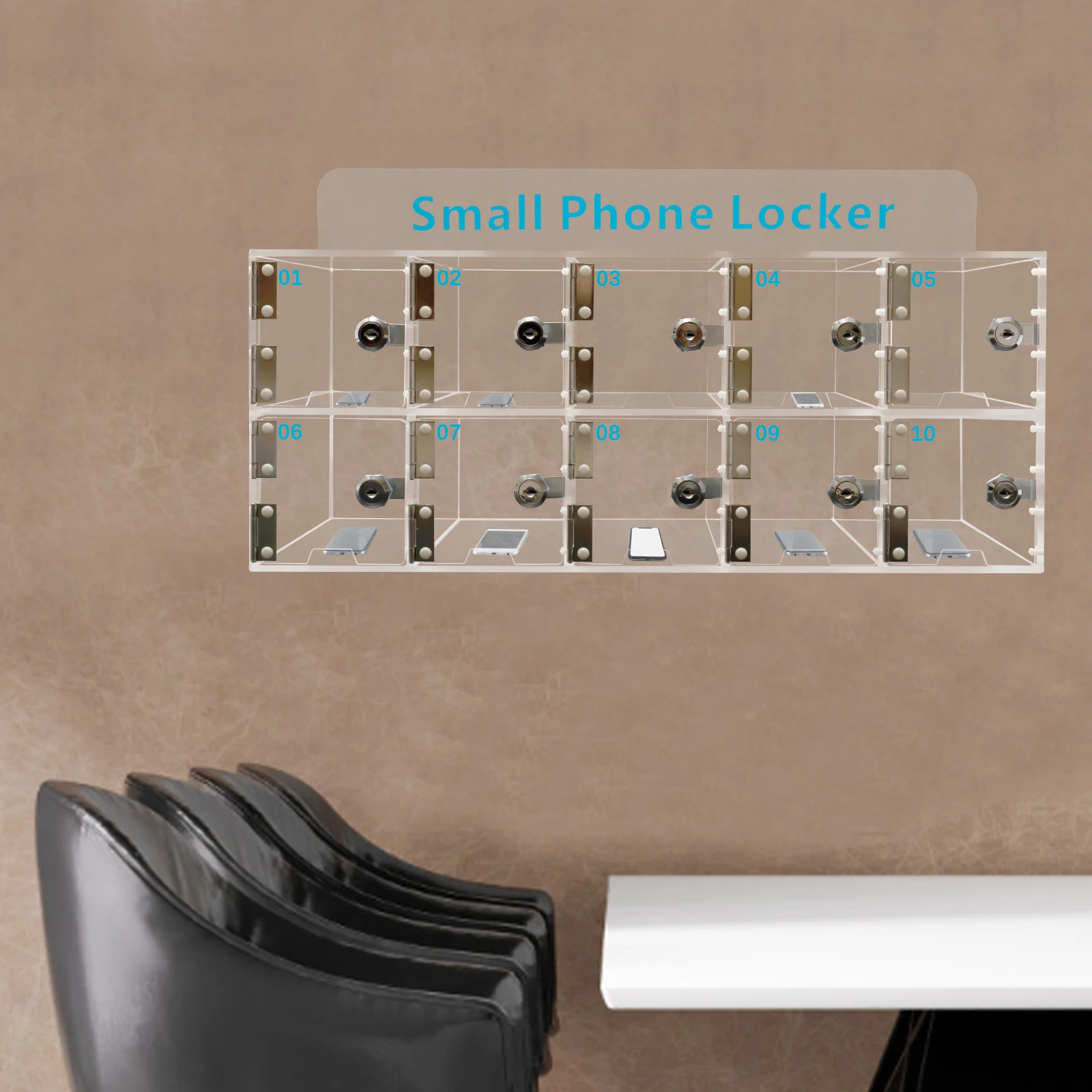 Clear-Locker-Box-with-Door-Locks-and-Keys-Wall-Mounted-Phones-Storage ...