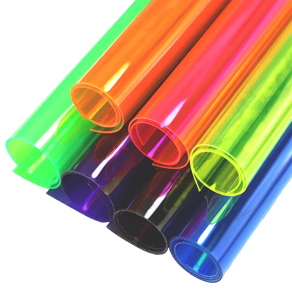 30x120CM-0-5mm-Neon-Red-Yellow-Green-Clear-Transparente-PVC-Vinyl ...