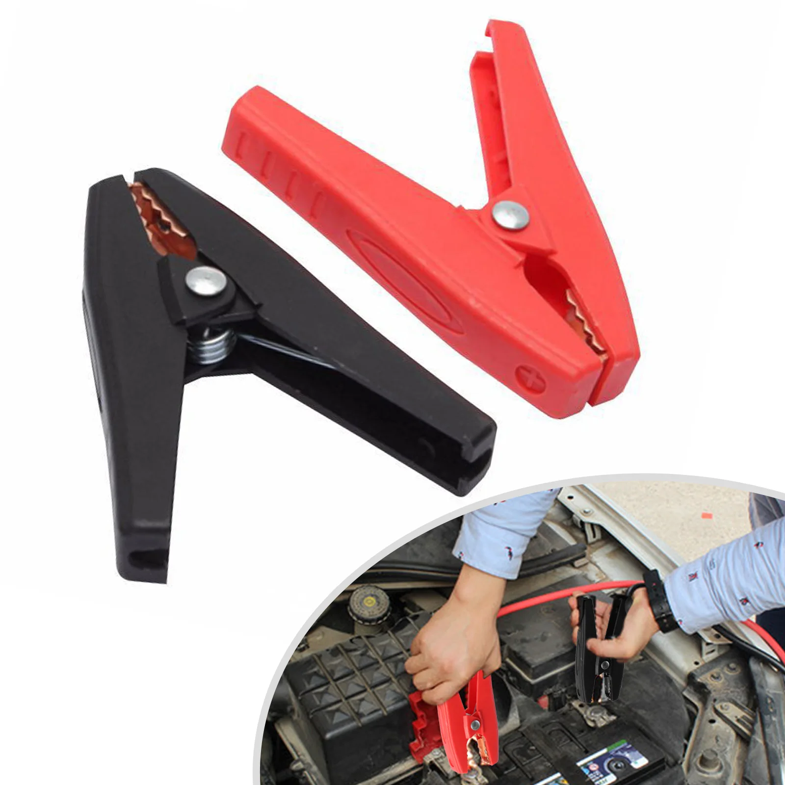 2Pcs 30A/50A/100A Red + Black 70mm/80mm/90mm Crocodile Car Caravan Van ...