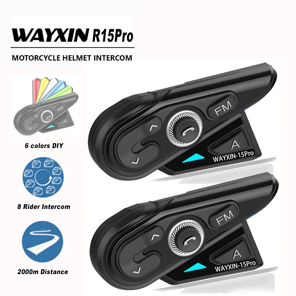 WAYXIN-R15pro-Bluetooth-Motorcycle-Intercom-8-Rider-2000M-Moto-Helmet ...