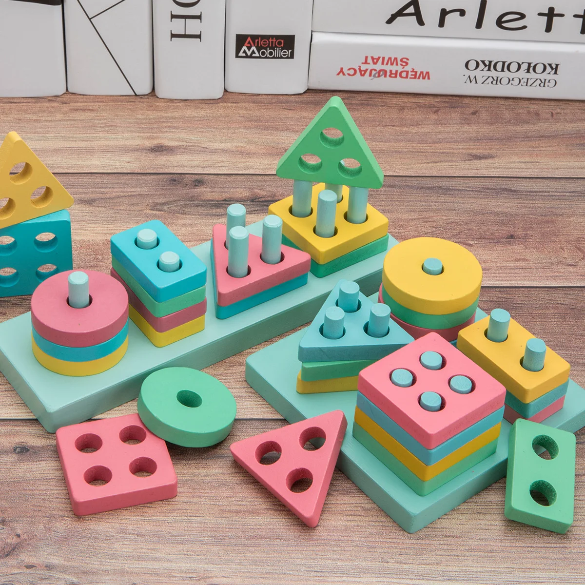 Wooden-Geometric-Figure-Building-Puzzle-Toys-Pairing-Color-Shape ...