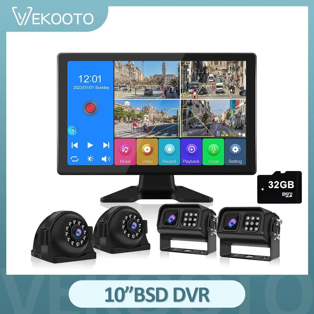 10-1-IPS-Touch-4CH-Split-Screen-DVR-Recorder-BSD-Blind-Spot-Monitor-AHD ...