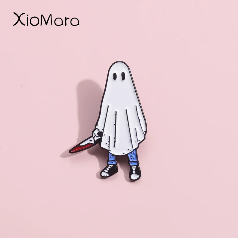 Strike-Gently-Co-Trick-Or-Treat-Enamel-Pins-Custom-Dagger-Ghost-Brooches-Lapel-Badges-Halloween ...
