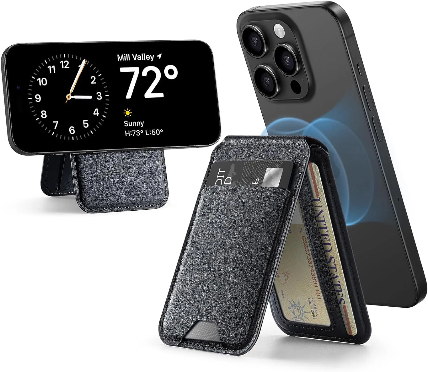 Magnetic Wallet, Phone Wallet with Adjustable Stand for iPhone 15/14/13 ...