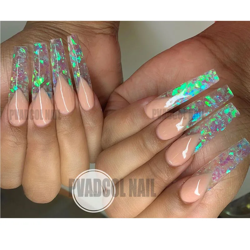 Blue Glitter Acrylic Nails