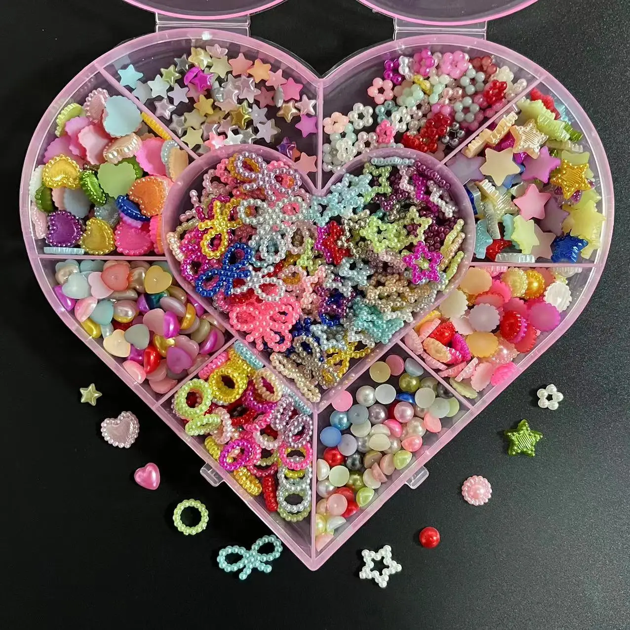 Y2K-500pcs-Mix-Color-Dopamine-Hollow-Pearl-Heart-Bow-Star-Moon-Gem ...