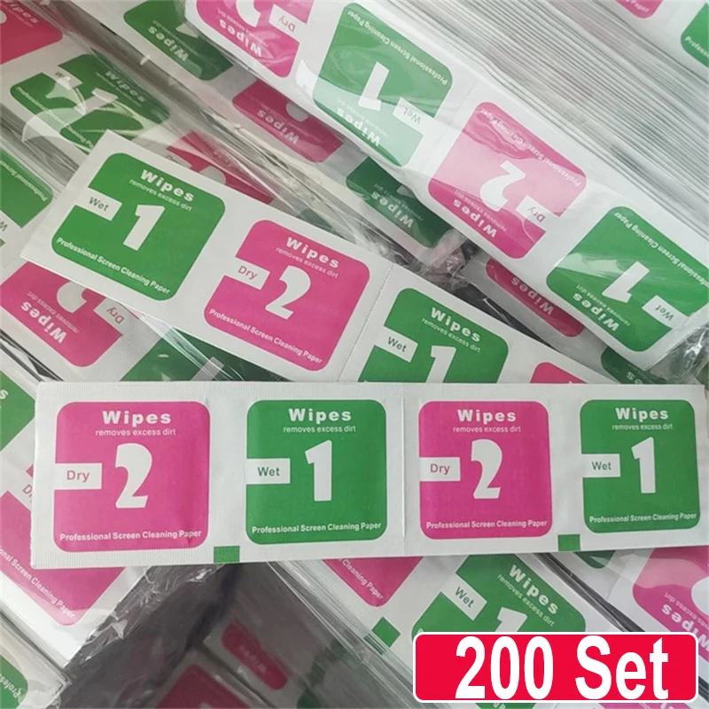 200-Set-Lot-Wet-Dry-Wipes-Cleaning-Cloth-for-Tempered-Glass-Screen ...