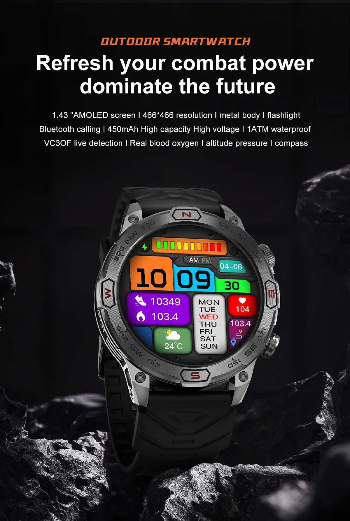 2024 мужские Смарт-часы с AMOLED экраном, спортивный фитнес-трекер сна ...