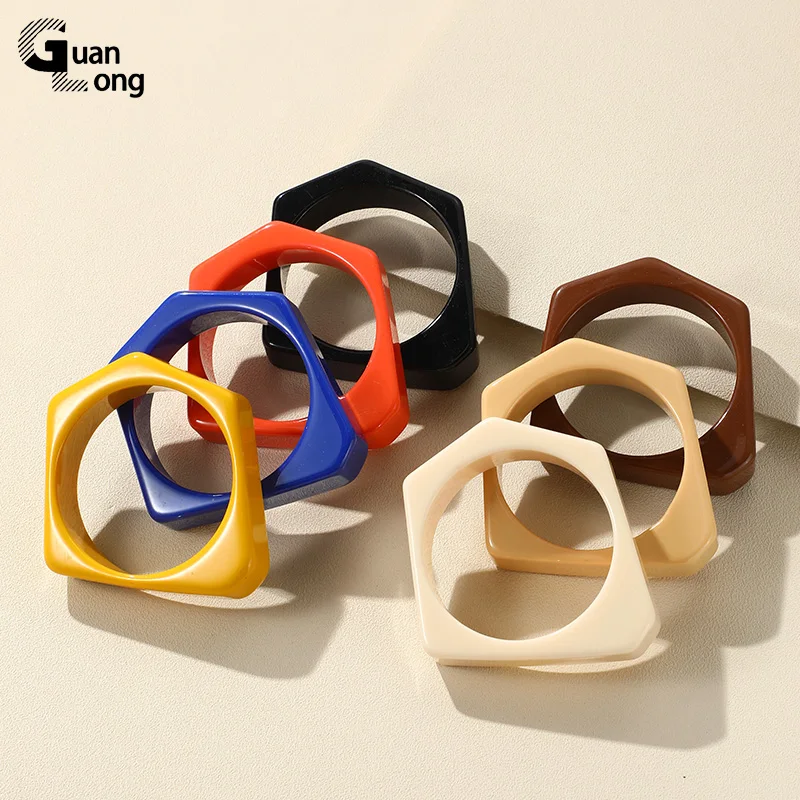 GuanLong Trendy New Retro Color Wide Big Bangles Acrylic Resin ...