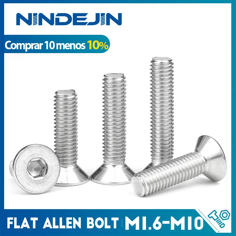 NINDEJIN tornillos Allen de cabeza plana avellanada, 5 55 piezas, M2, M2.5, M3, M4, M5, M8, M10 ...