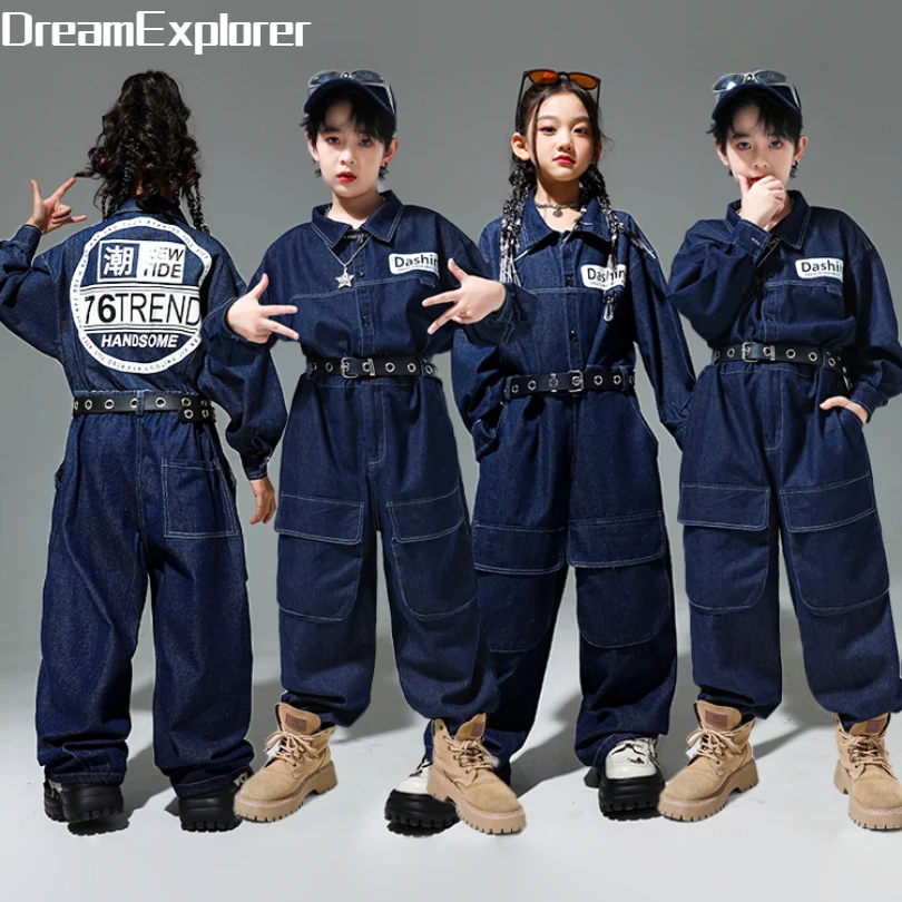 Kids-Street-Dance-Denim-Overalls-Rompers-Boys-Hip-Hop-Bodysuit-Girls ...