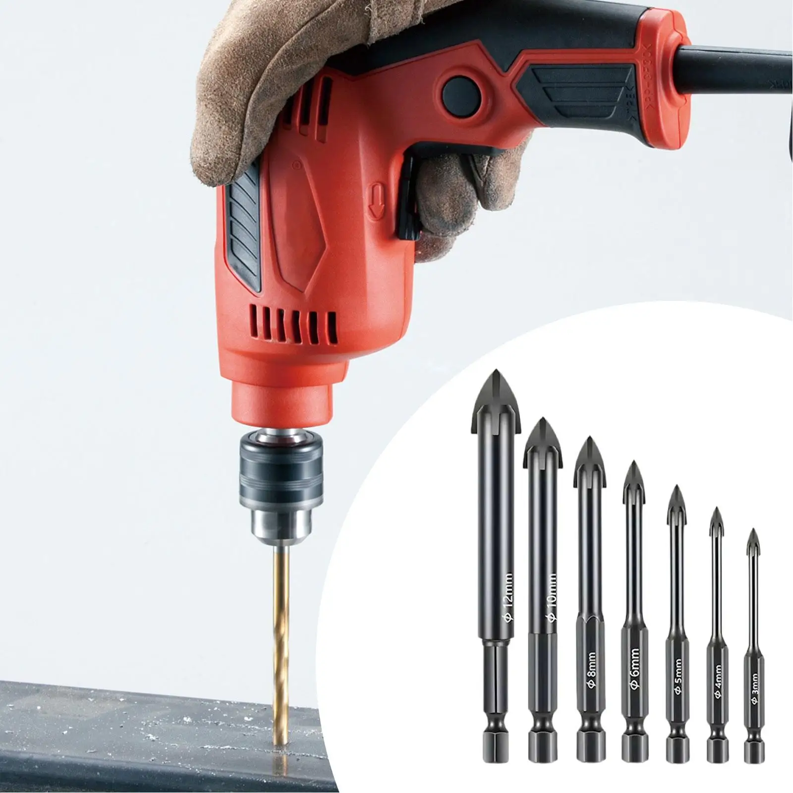 7Pcs Masonry Drill Bit Set Professional Accessories Glass Concrete ...