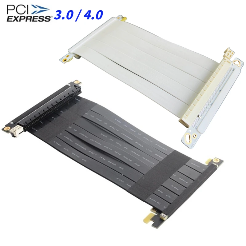 Black-White-Dual-Reverse-PCI-Express-4-0-3-0-Riser-X16-Cable-Graphics ...
