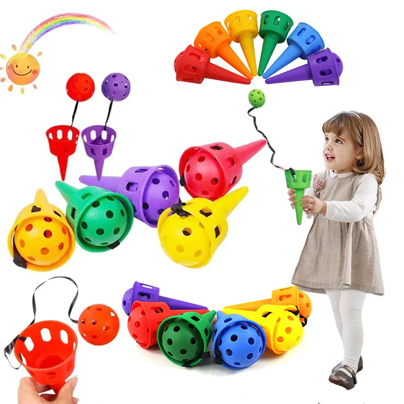 Catch a Ball Set Toy Throw and Catch Ball Cup Game Hand Eye ...