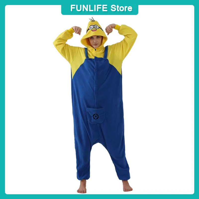 Anime-Cartoon-Minions-Pyjamas-Overall-Fleece-Onesie-Erwachsene-Hause ...