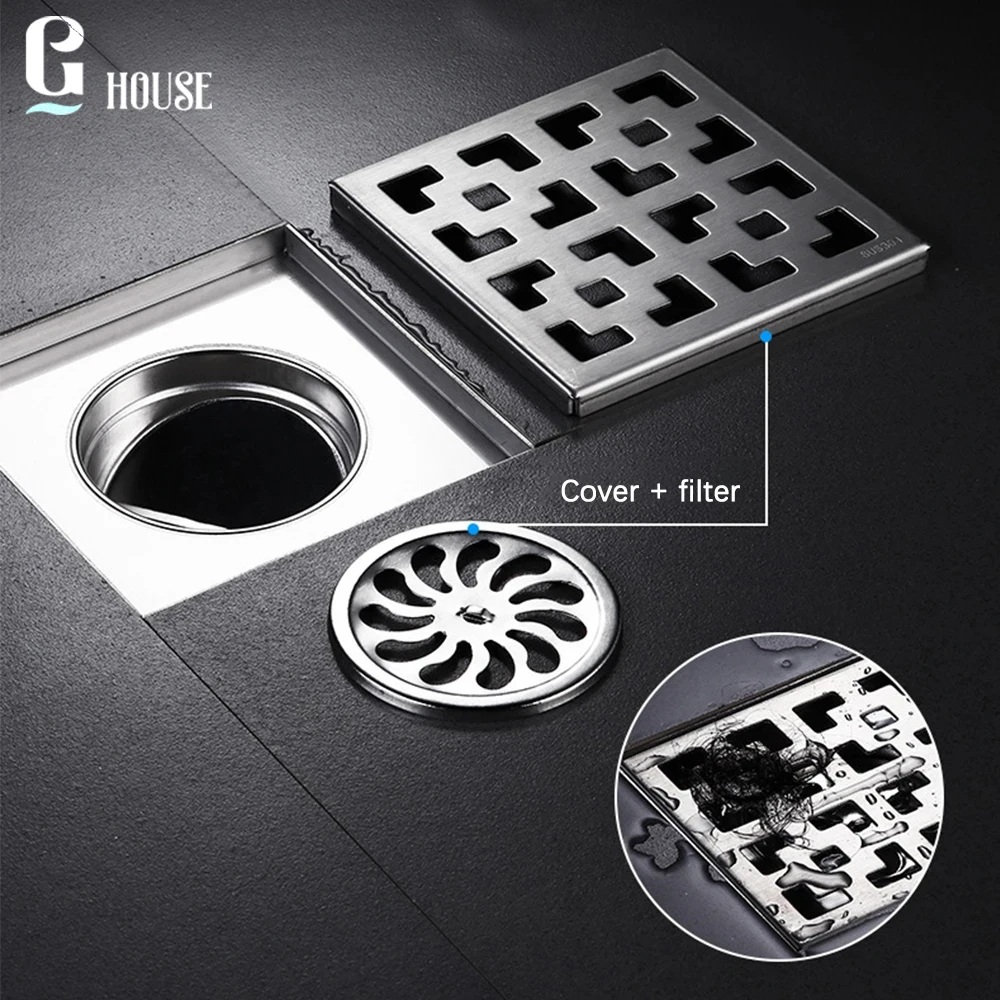 10-12-15-20-30cm-Stainless-Steel-Bathroom-Drains-Square-Shape-Floor ...