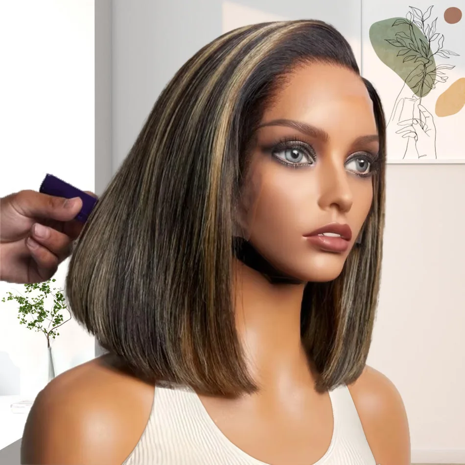 Ombre-Blonde-Highlight-Silky-Straight-PreMax-Wigs-Glueless-5x5-Ear-to ...