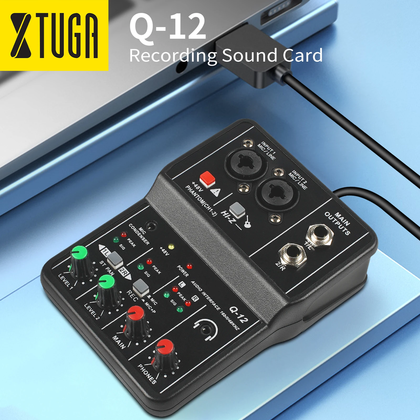 XTUGA Q12 Professinal Audio Interface Mini Mono USB Sound Card with ...