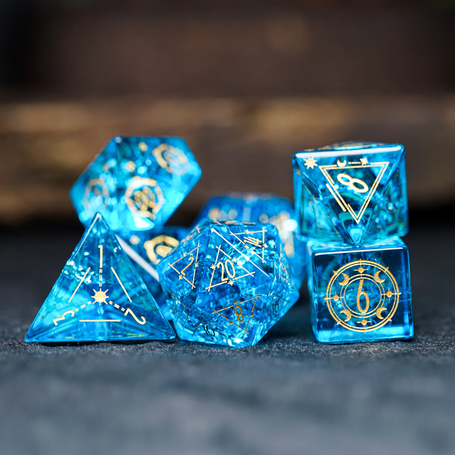 Blue-Lightning-Shattered-Zircon-DND-Dice-Set-Engraved-Star-Moon-Magic ...