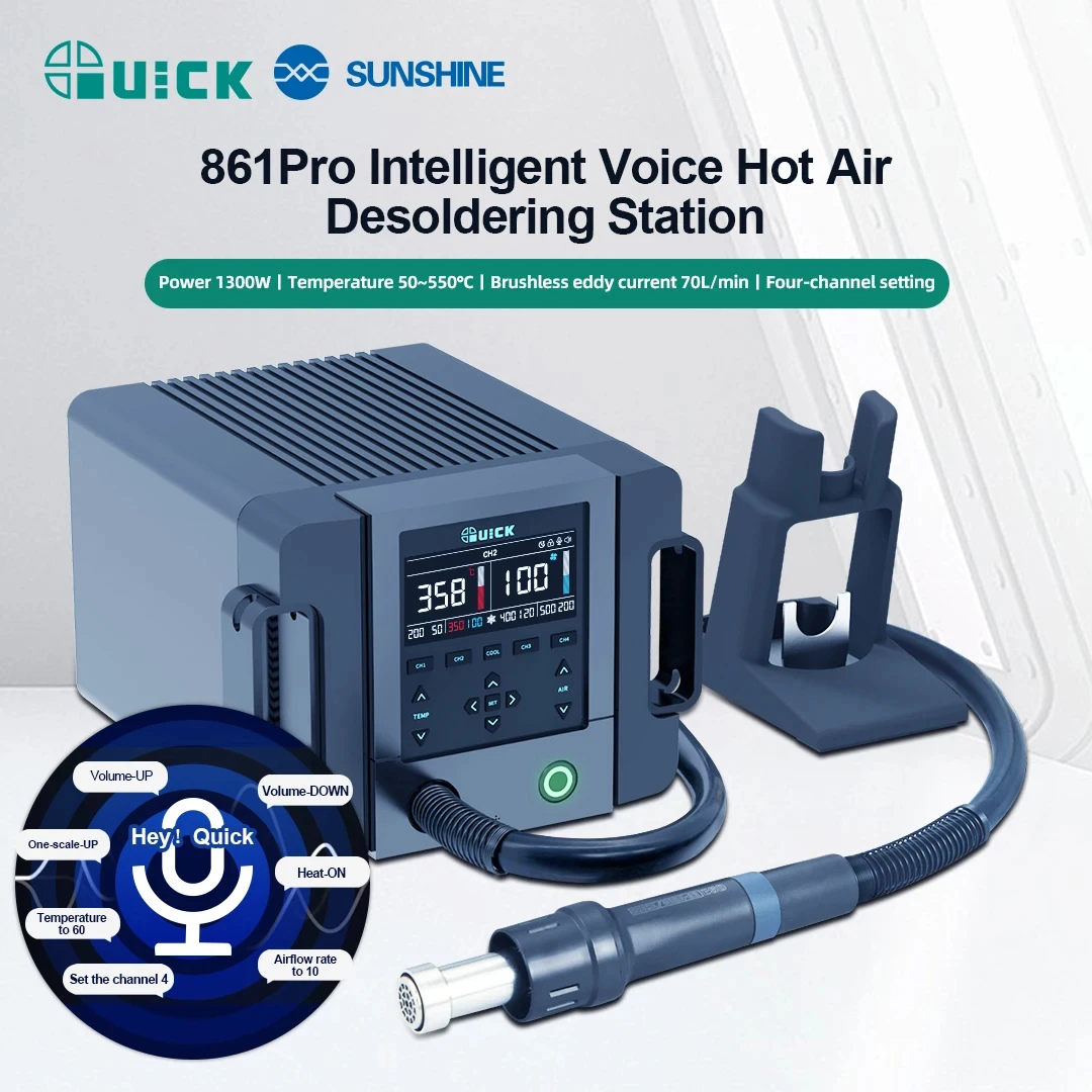 QUICK-861PRO-110V-220V-1300W-AI-Intelligent-Voice-Hot-Air-Gun-Desoldering-Station-High-Power ...