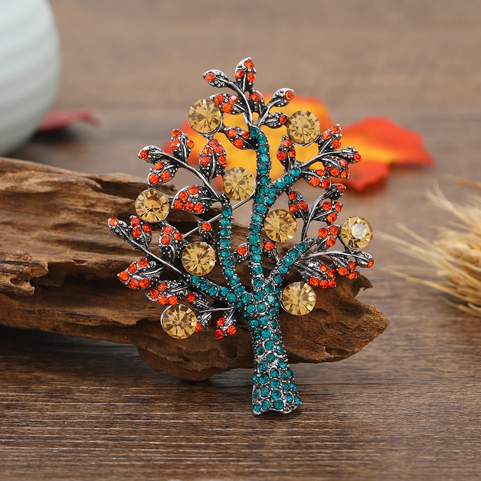 Rhinestone Plant Brooch Pins | Brooch Stone Tree | Fashion Tree Brooch ...