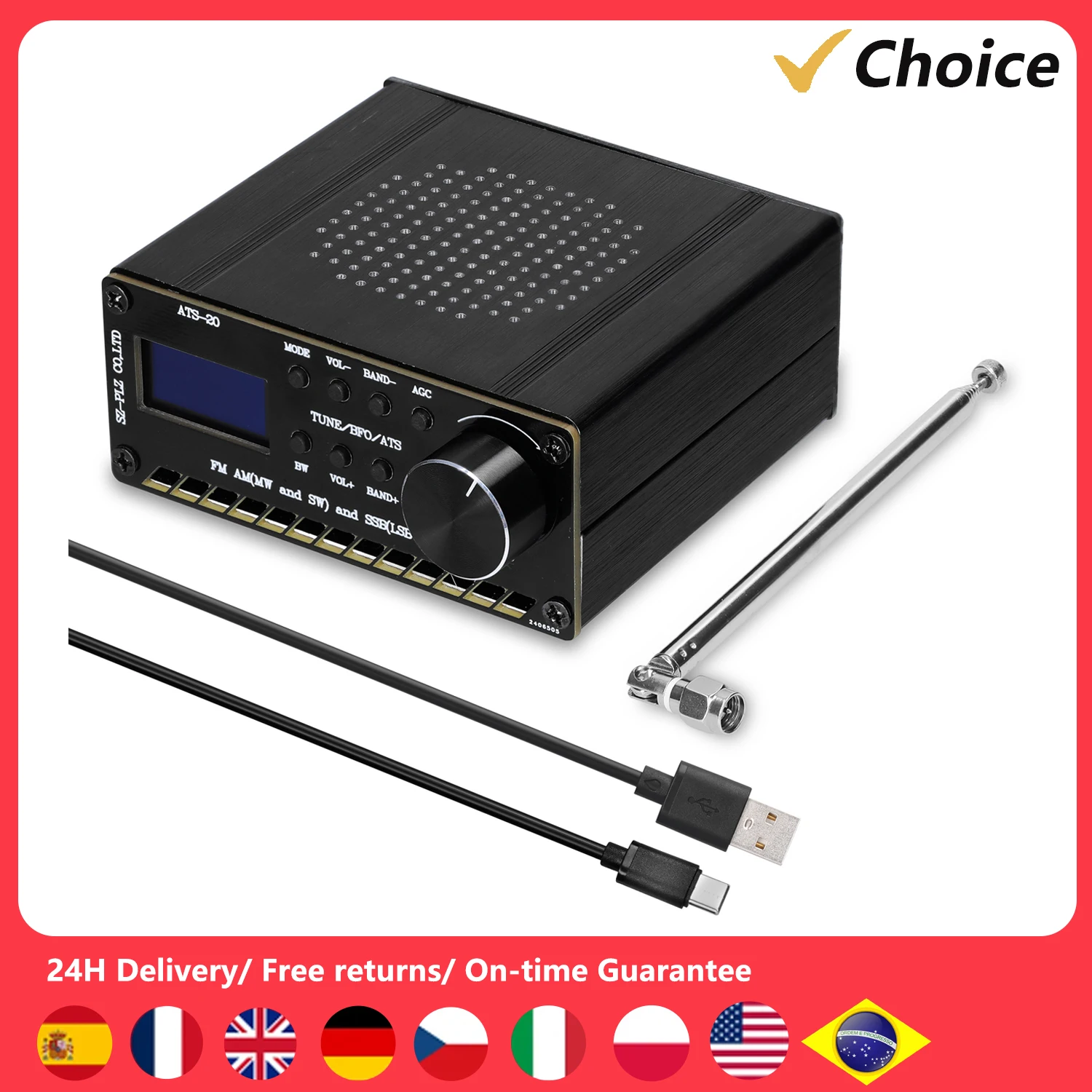 ATS-20 SI4735 Full Waveband Radio Receiver FM AM (MW & SW) SSB (LSB ...