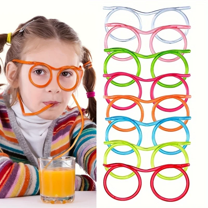 1/8pcs Creative Straw Glasses Funny Flexible Drinking Tube Novelty ...