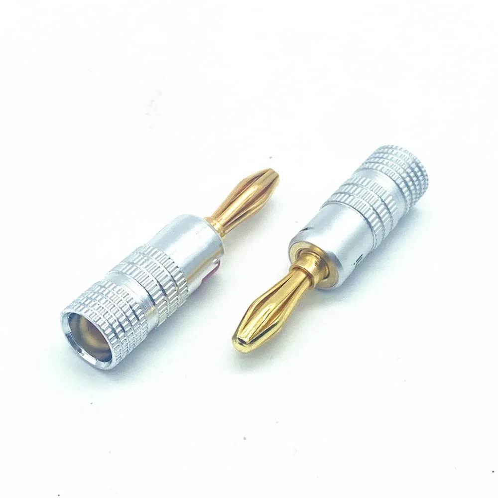 2pcs Banana Connector 4mm Speaker banana plugs 24K Copper gold plated ...