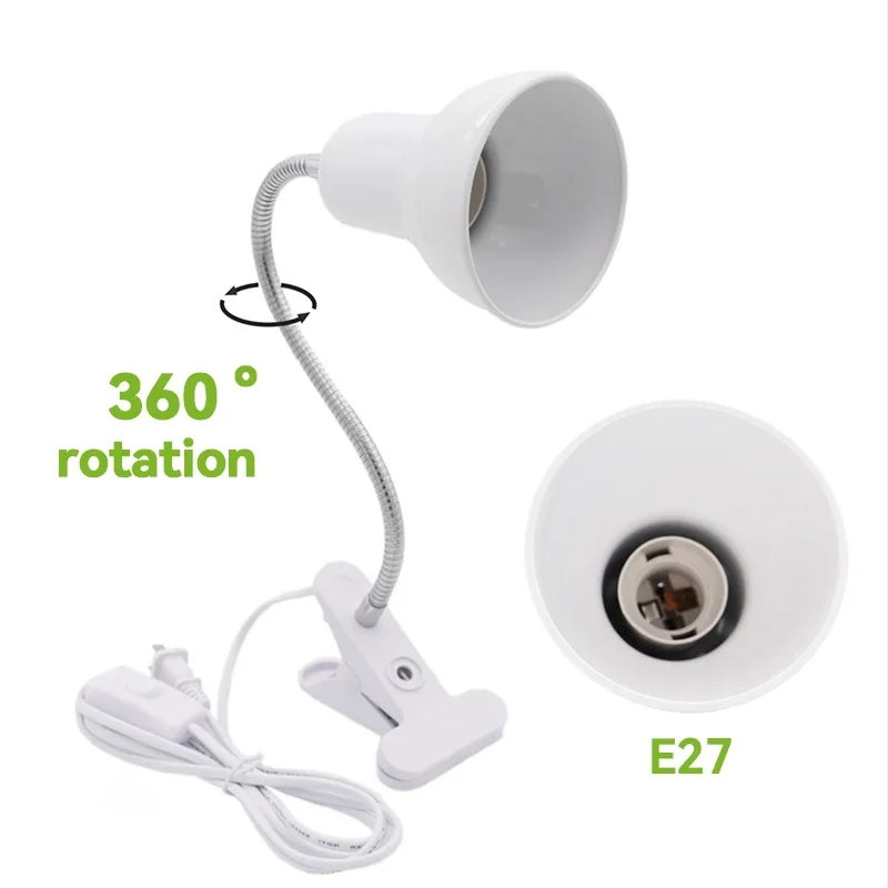 Desk Lamp with Clamp Base and Adjustable Gooseneck, EU US Plug in Clip ...