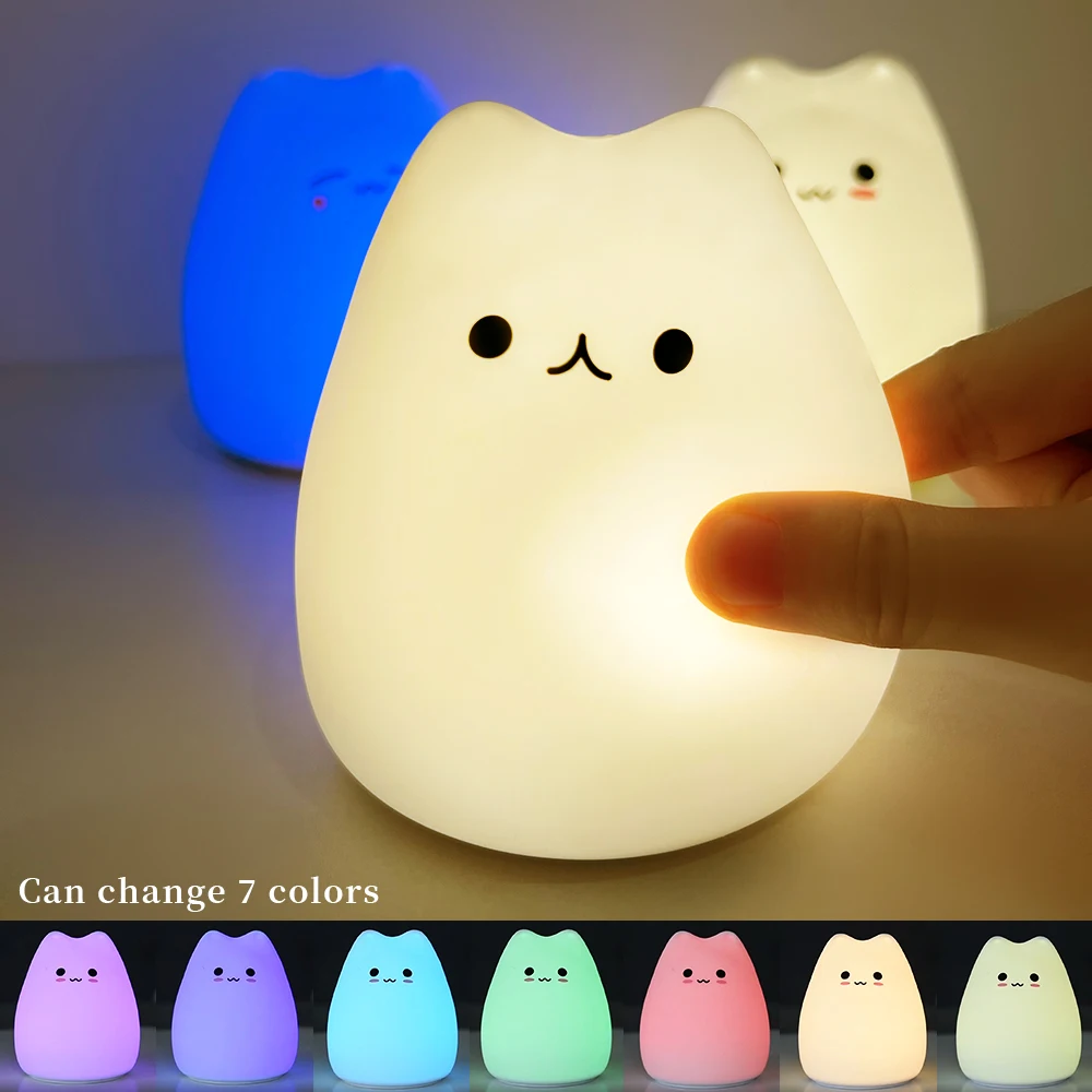 Mini Touch Color-changing Cat Night Lamp | Cute Mini Cat Baby Lamp ...