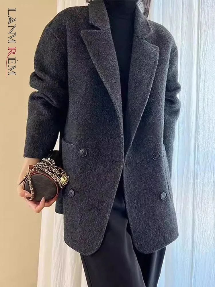 LANMREM-Office-Lady-Two-Sided-Wool-Coat-Women-Solid-Color-Notched ...