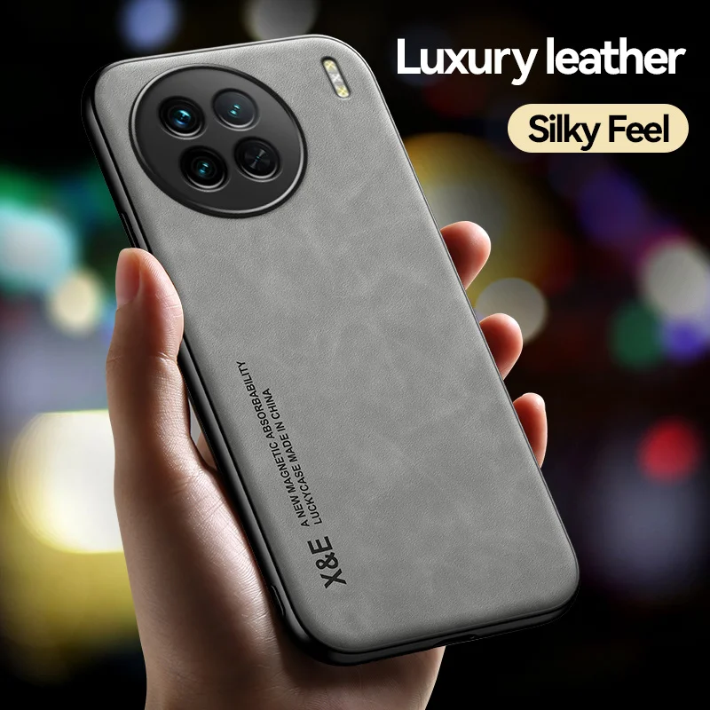 For Vivo X90 Case Luxury Leather Texture Magnetic Back Cover for ...