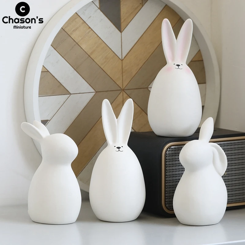 Easter Bunny Figurine Ceramics | Decorative Ceramics Rabbits - Cute ...