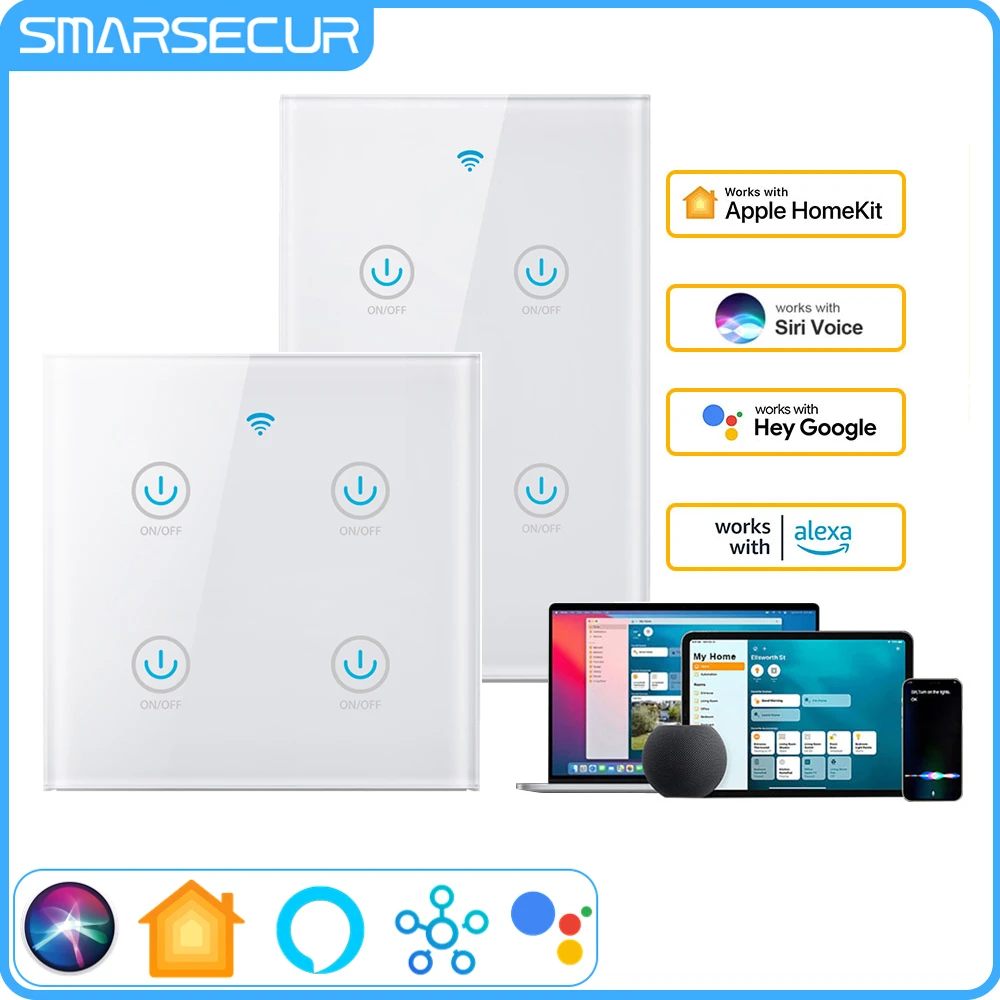 Homekit No Neutral Wifi Eu Us Standard Smart Home Light Touch Switches ...