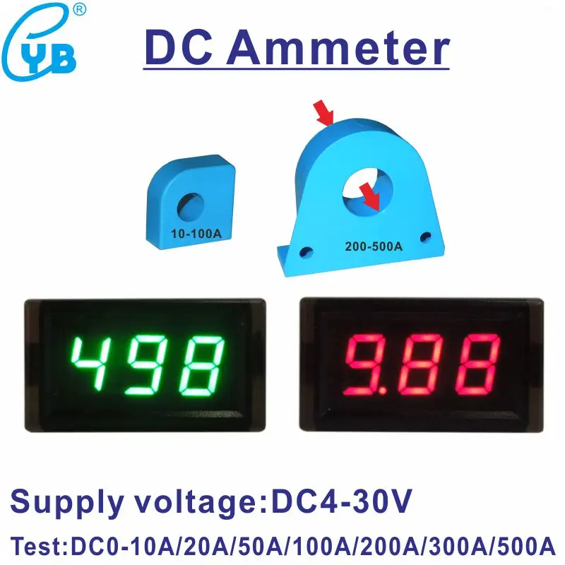 Free Shipping Hall Led Dc Ammeter Digital Dc 0-500a Current Meter ...