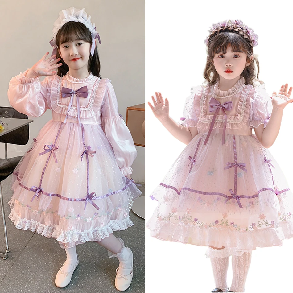Lace Bow Tulle Lolita Dress For Girls Luxury Fluffy Birthday Frocks ...