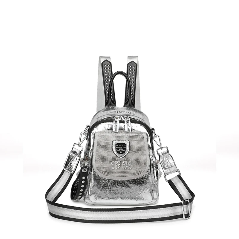 Genuine-Leather-Rhinestone-Backpack-for-Women-Stylish-Shiny-Crossbody ...