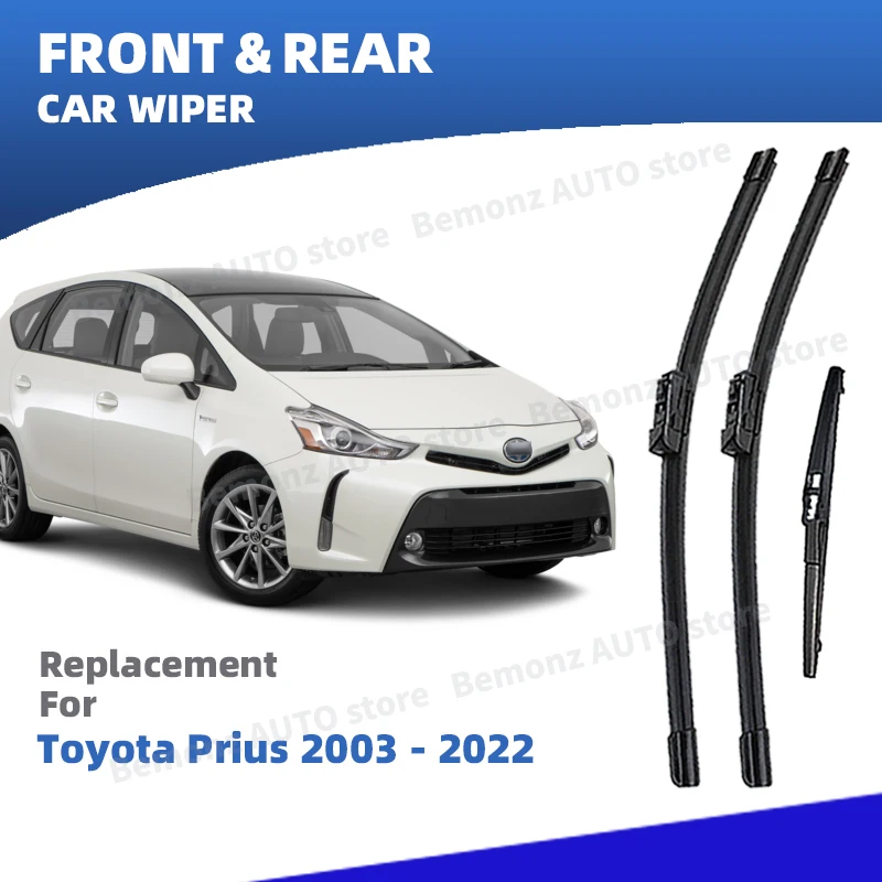 LHD Front Rear Windshield Wiper Blades For Toyota Prius XW20 XW30 XW50 ...