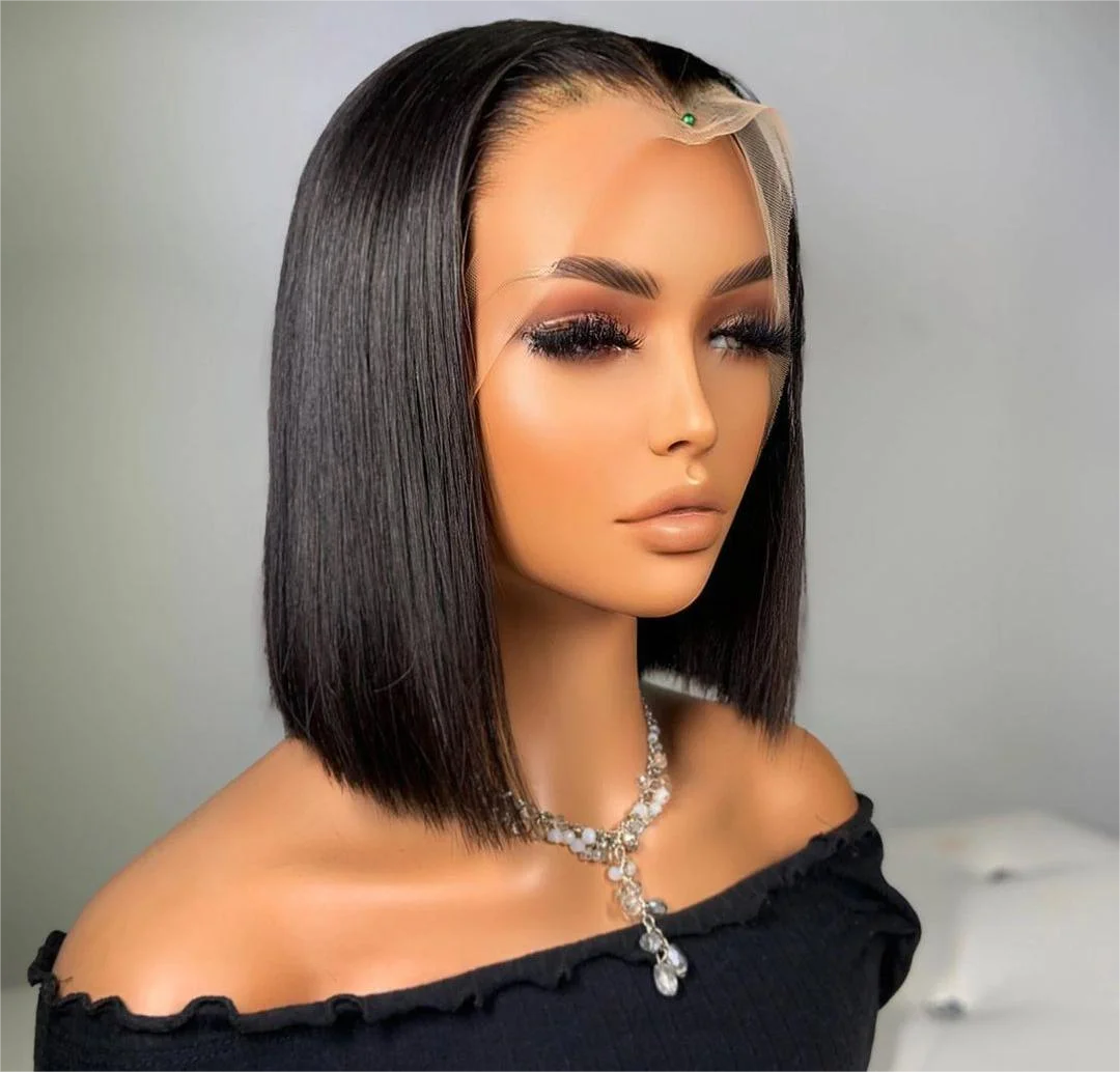Melodie 13x1 curto bob peruca do laço frontal cabelo humano em linha ...