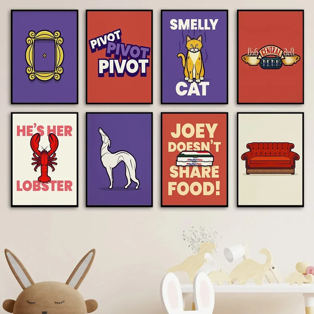 Friends-TV-Show-Cartoon-Poster-Print-Filme-Televis-o-Arte-Wall-Picture ...