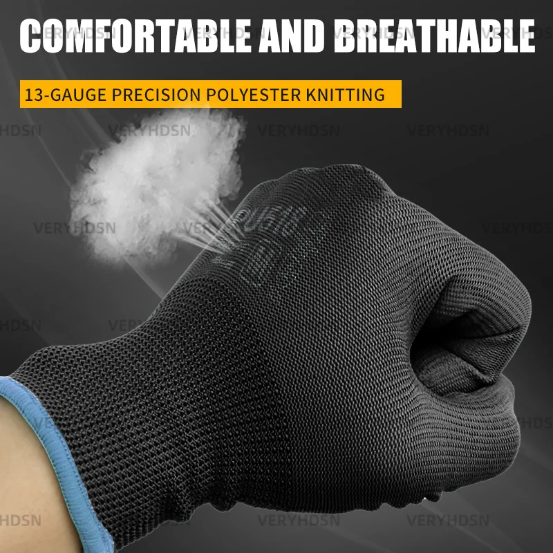 3Pairs-Light-Duty-Black-Ultra-Thin-Work-Gloves-Durable-Breathable-Knit ...