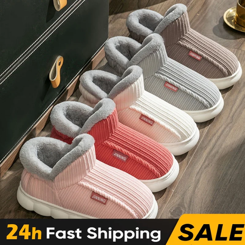 Winter-Plush-Cotton-Slippers-Women-Men-Snow-Boots-Platform-Flip-Flops ...