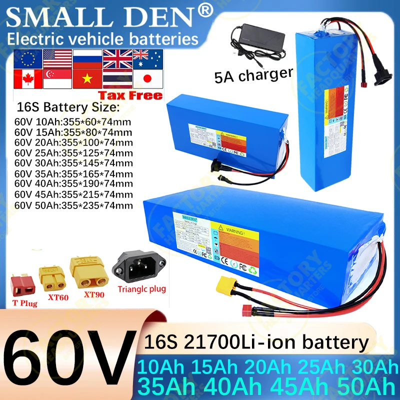60V 50Ah 45Ah 40Ah 35Ah 30Ah 25Ah 20Ah 15Ah 10Ah21700Lithium Battery ...