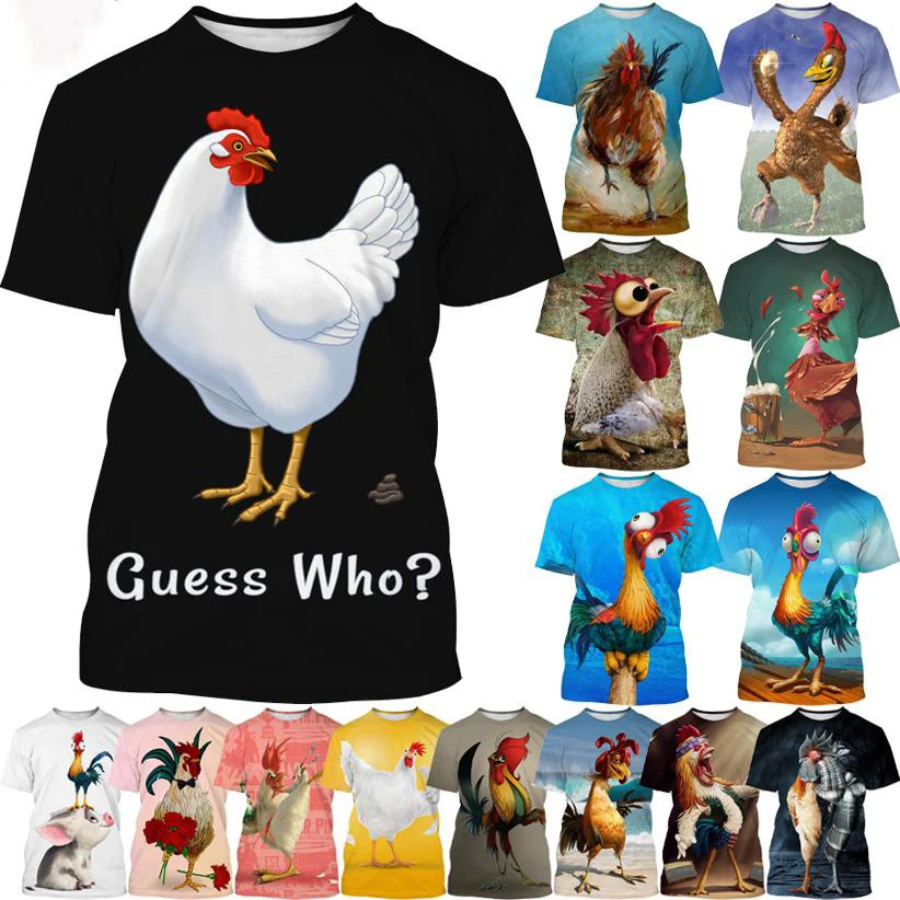 New Hot Sale Chicken Art 3D Printing Men's Short Sleeved T-shirt Casual ...