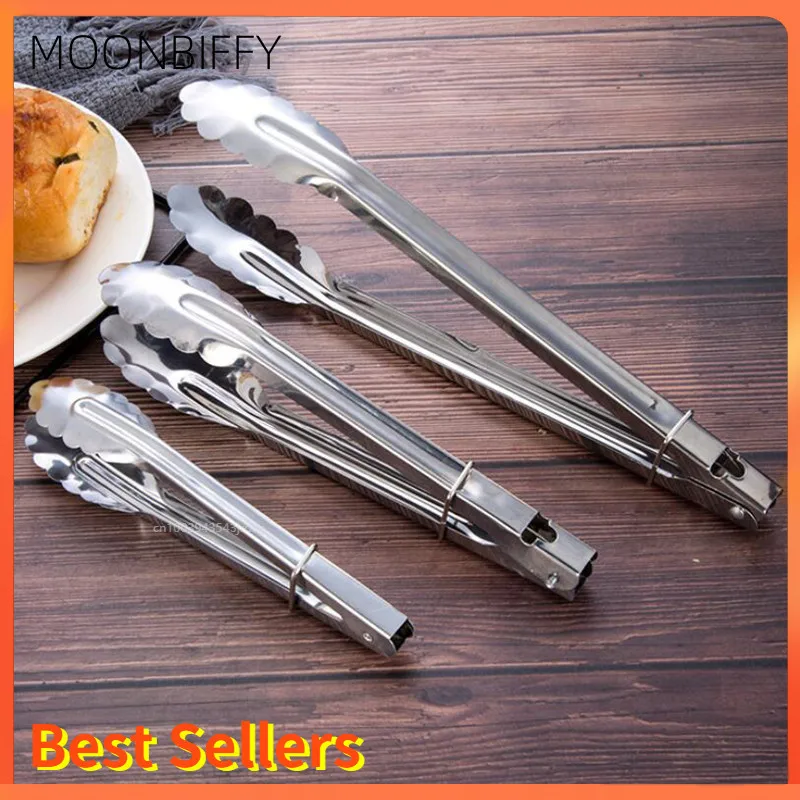Kitchen-Food-Stainless-Steel-Tong-Tool-Heat-Bread-Salad-BBQ-Cooking ...