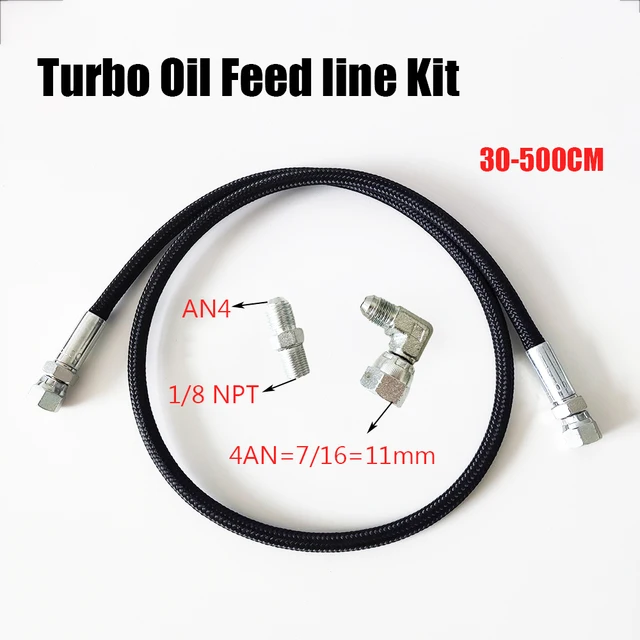 Oil Feed Line Turbo 48" Length Hose Stainless Steel Braided Turbo Oil ...