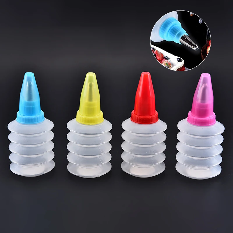 4Pcs/set Food Grade Plastic Icing Piping Bottle with Nozzle DIY Cupcake ...