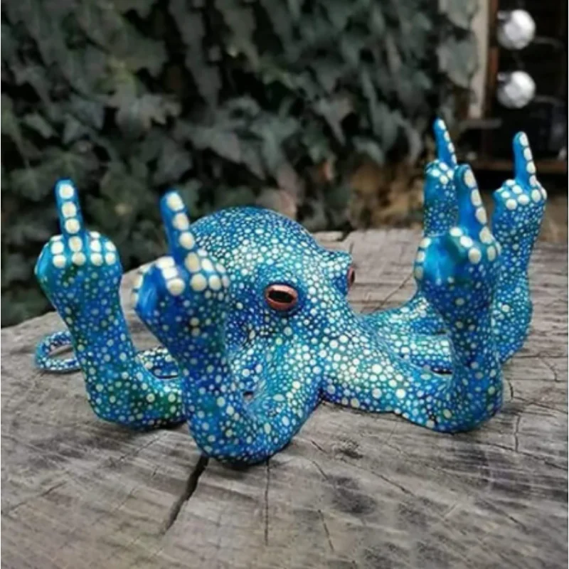 Middle-Finger-Octopus-Statue-Resin-Garden-Octopus-Ornaments-Desktop ...