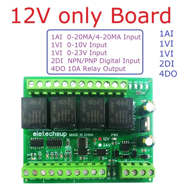 Rs485 Modbus Rtu Plc Io Expanding Board 8do-4di-8ai 4do-2di-3ai 4-20ma 0-10v Analog Current ...